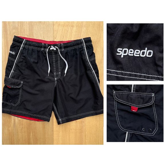 Speedo | Swim | Speedo Mens Lined Black Chino Cargo Pocket Board Shorts ...